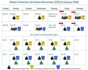 Holiday Waste Collection Schedule - Town of Carleton Place